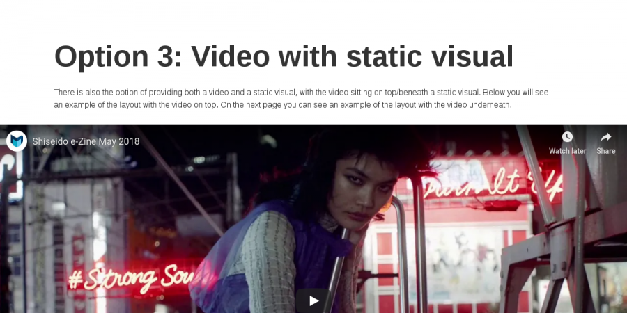 Video with static visual underneath - Advertising Examples